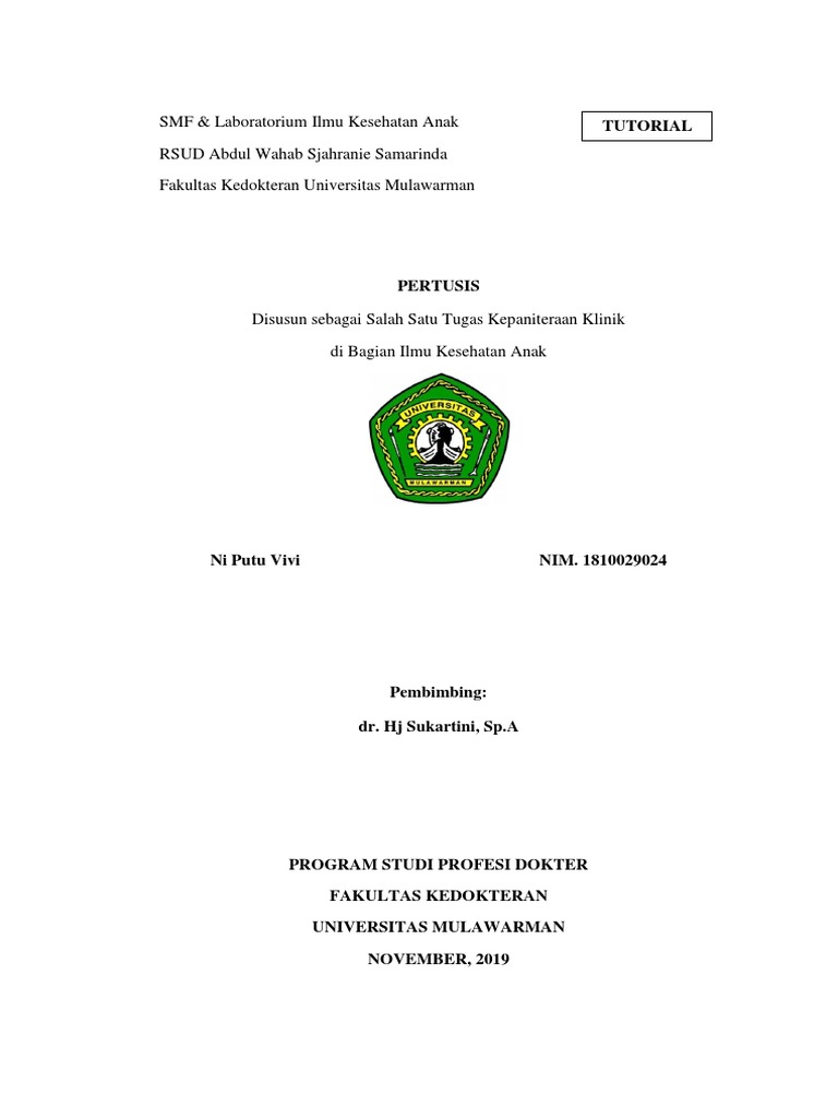 Pertusis: Studi Kasus Anak di RSUD Samarinda | PDF | Pengembangan Diri | Sains & Matematika