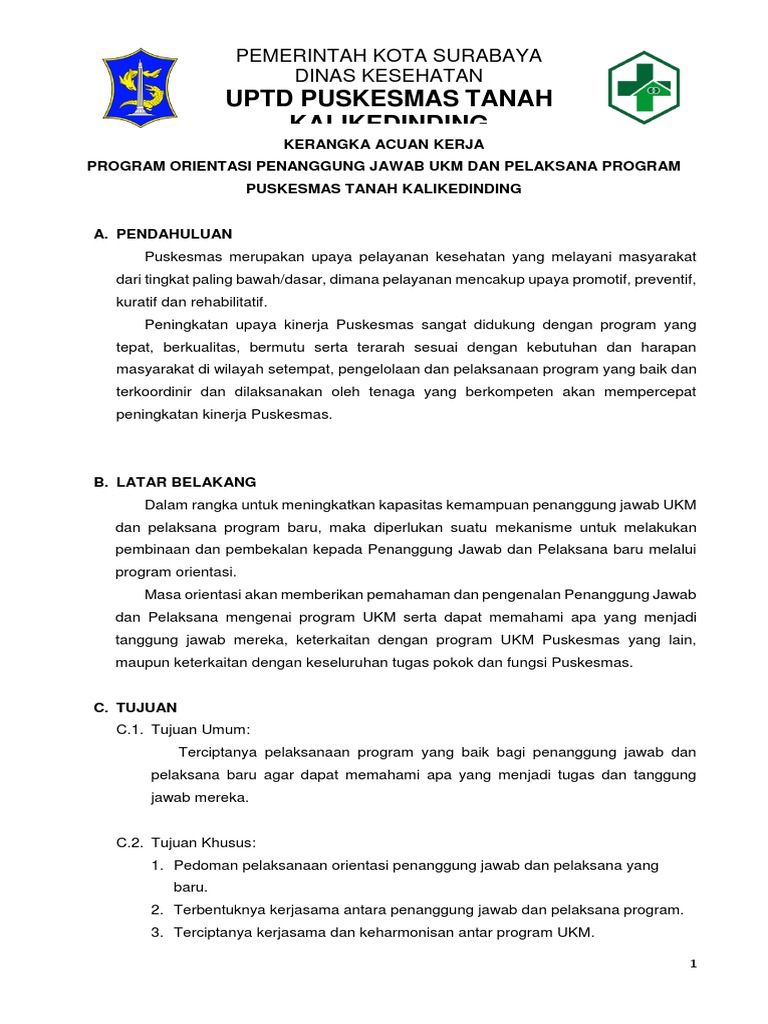 Contoh Kak Ukm Program Puskesmas | PDF