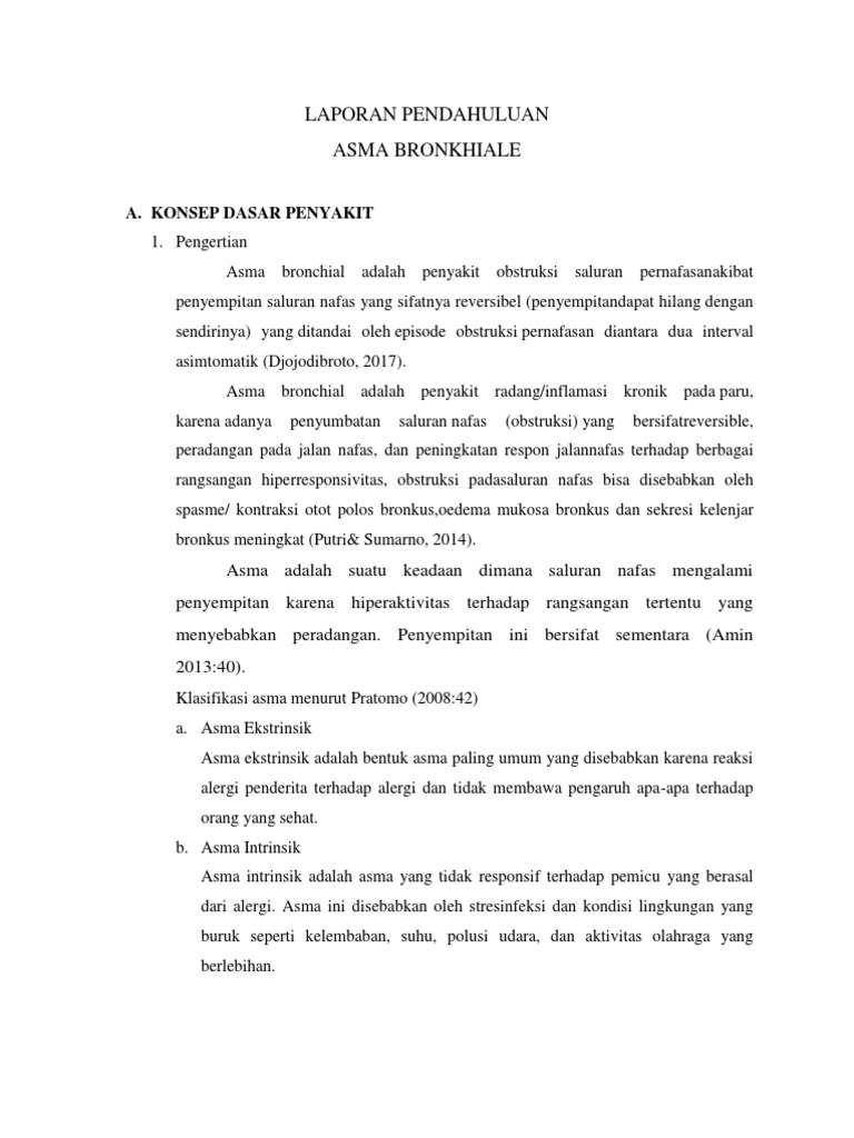 Laporan Pendahuluan Asma Bronchiale | PDF