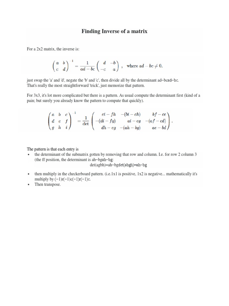 Finding Inverse of A Matrix PDF | PDF | Determinant | Matrix (Mathematics)