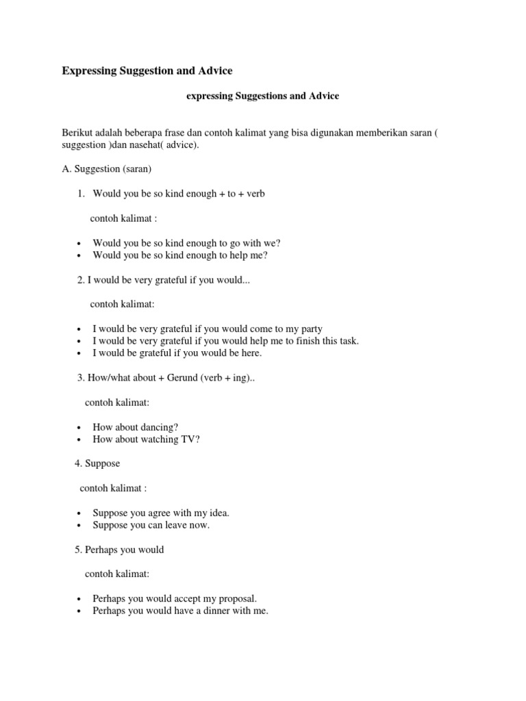 Expressing Suggestion and Advice | PDF