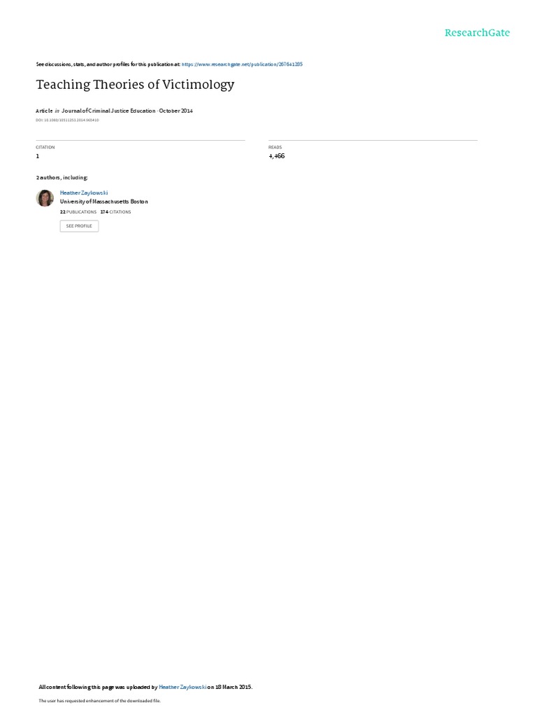 Teaching Theories of Victimology | PDF | Victimology | Victimisation