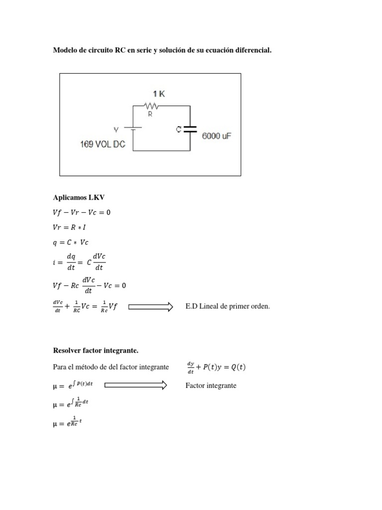 Modelo de Circuito RC y RL | PDF | Ecuaciones diferenciales | Ecuaciones