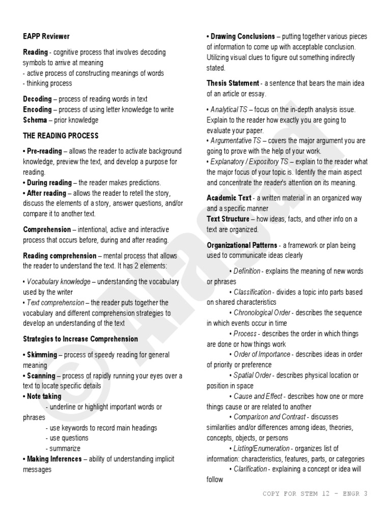 EAPP Reviewer | PDF | Reading Comprehension | Citation