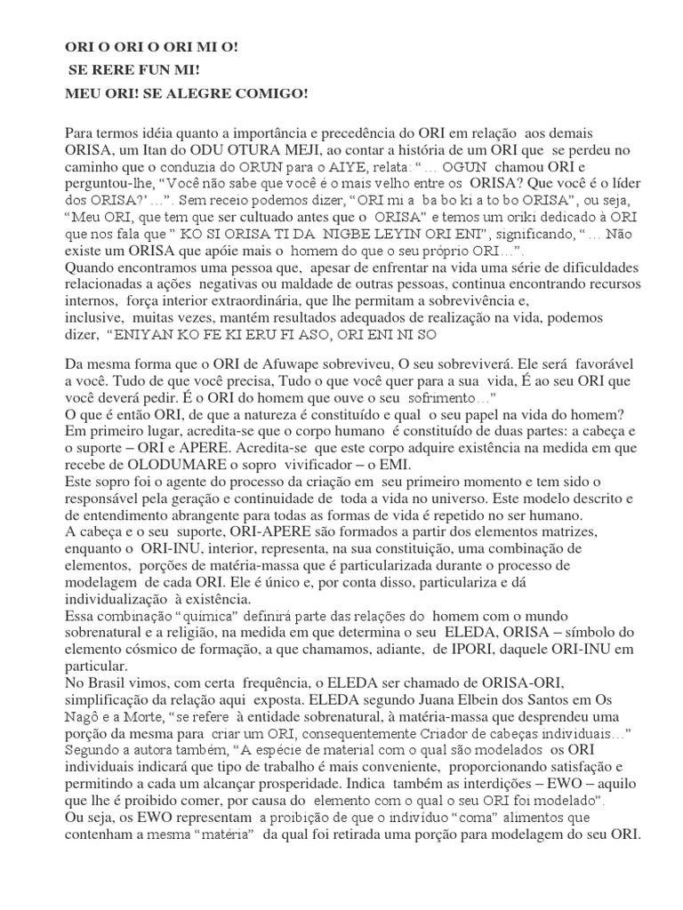 Culto A Ori | PDF | Humano | Amor