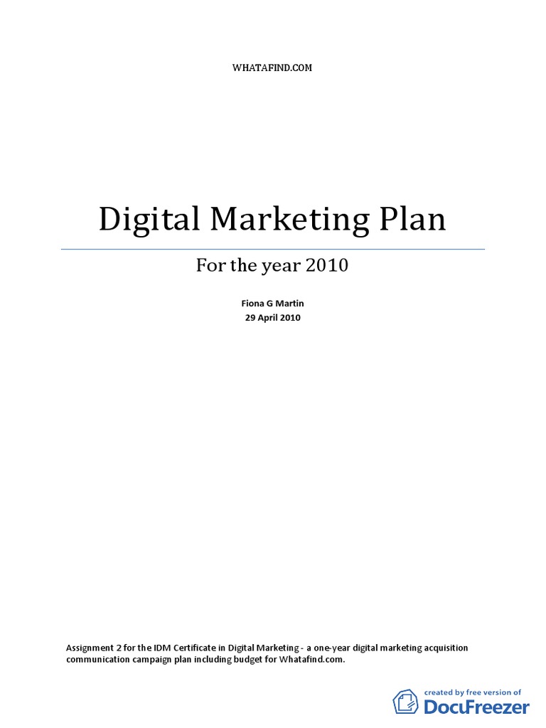 FGM Digital Marketing Strategy Example PDF Search Engine