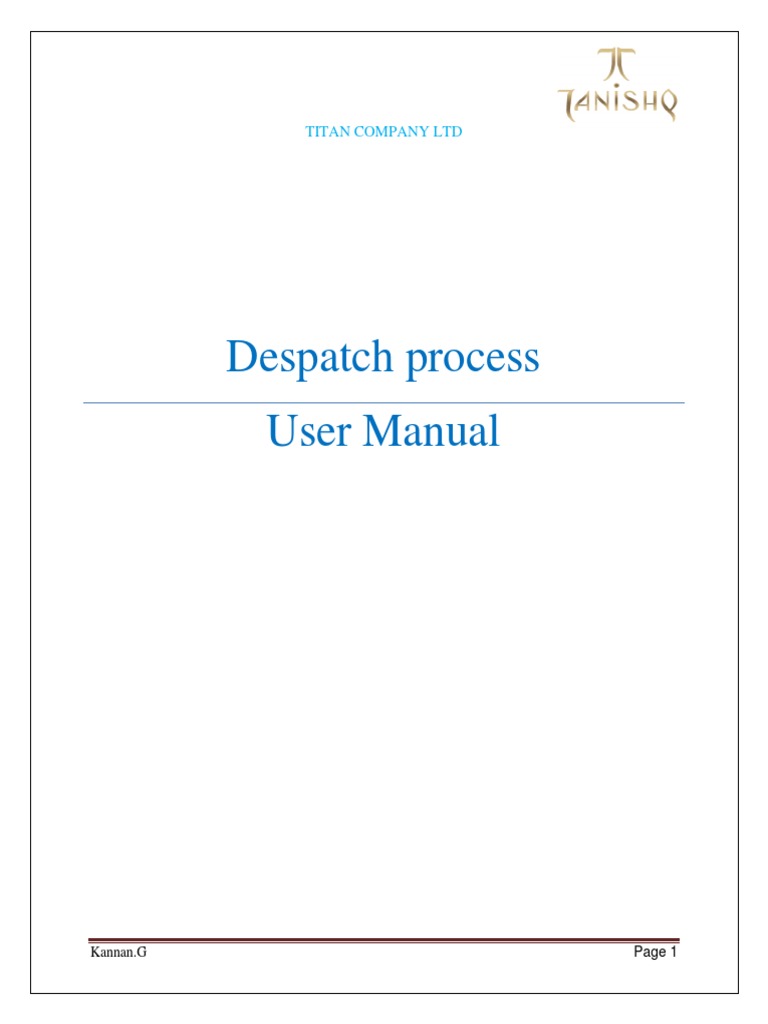 2.dispatch Process & User Manual | PDF | Icon (Computing) | Warehouse
