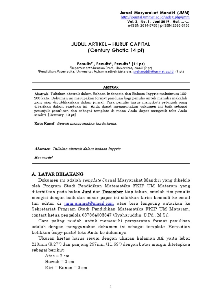 Template JMM 2019 | PDF | Metode & Bahan Ajar