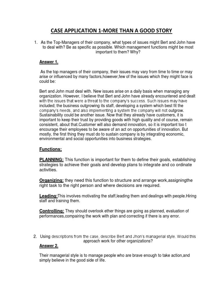 Case Application 1 | PDF | Strategic Management | Goal