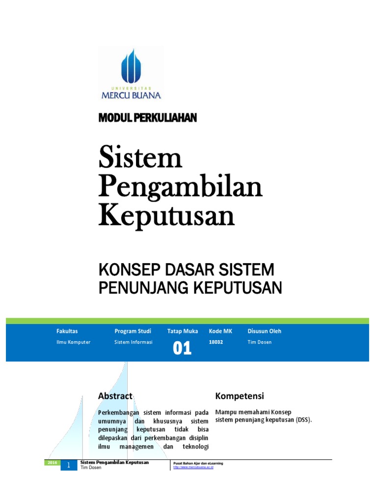 Modul Perkuliahan Sistem Pengambilan Keputusan PDF | PDF | Komputer