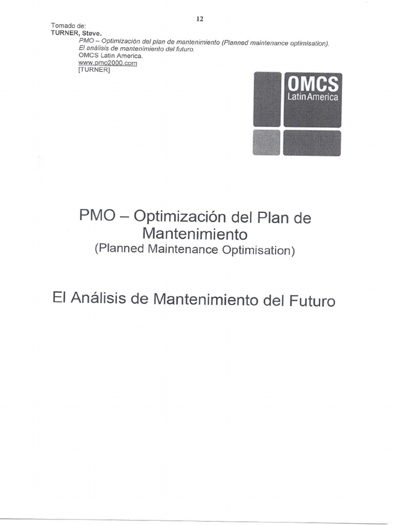 S1-S4.Turner-Optimización Del Plan de Mtto PDF | PDF