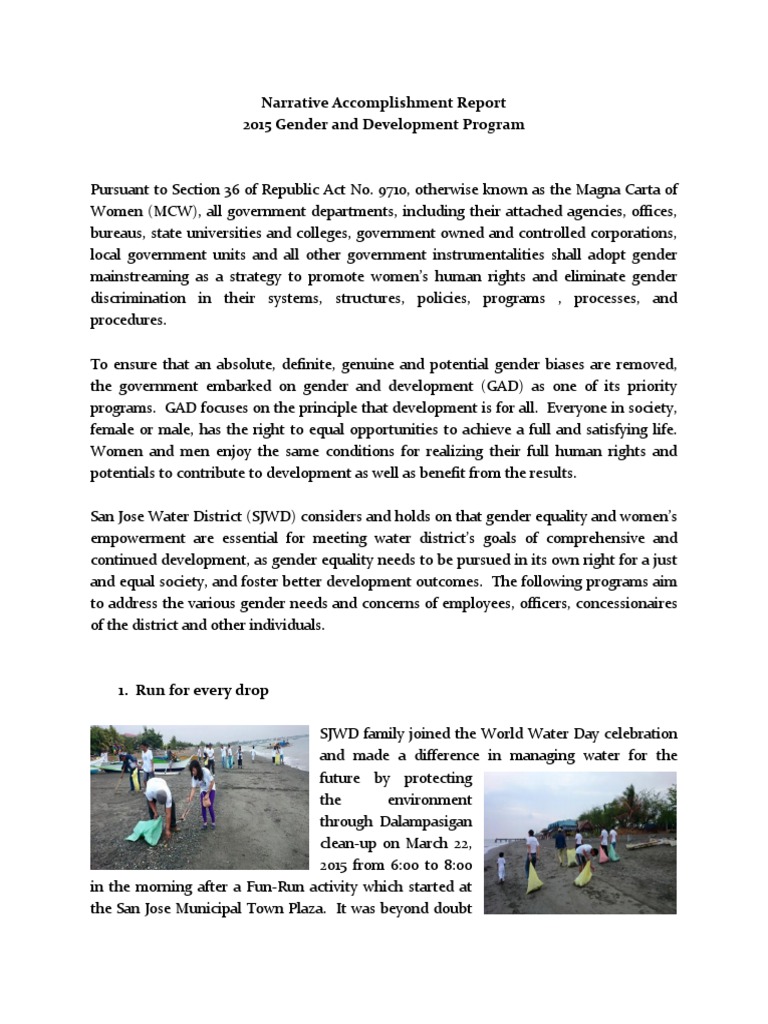 2015 GAD Narrative Report | PDF | Gender And Development | Gender