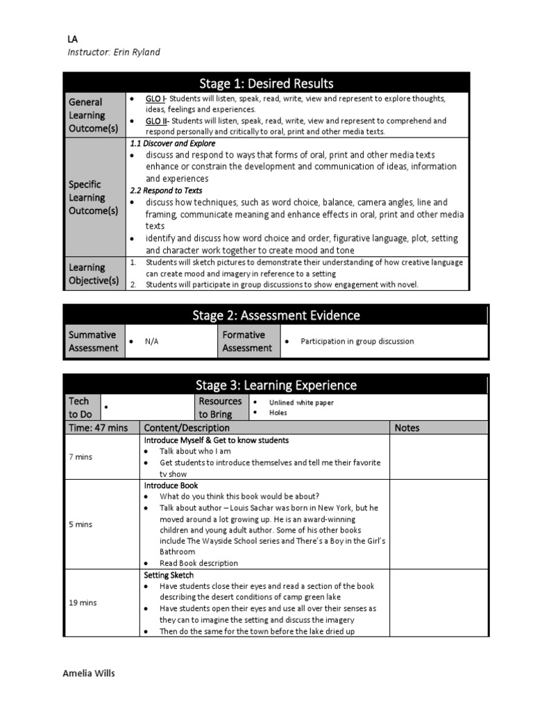 Holes Lesson Plans | PDF | Reading Comprehension | Motivation