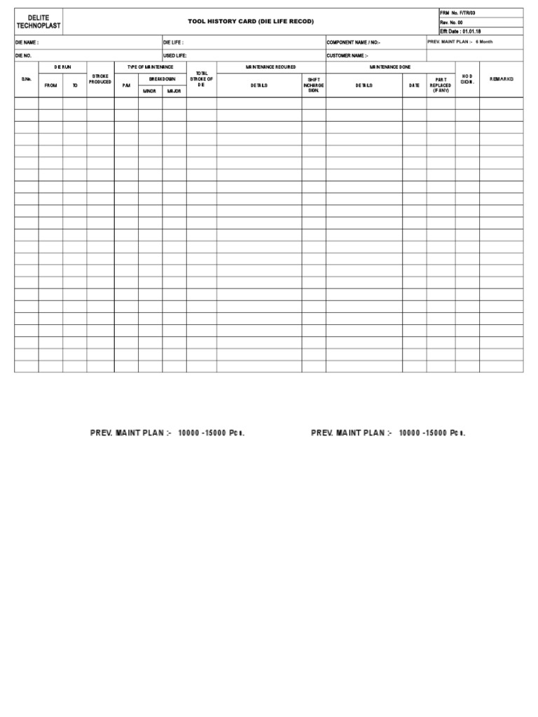 F.tr.03.Tool History Card | PDF