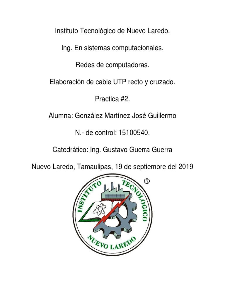 Practica#2 - Elaboracion de Cable UTP Recto y Cruzado - GNZ MTZ | PDF ...