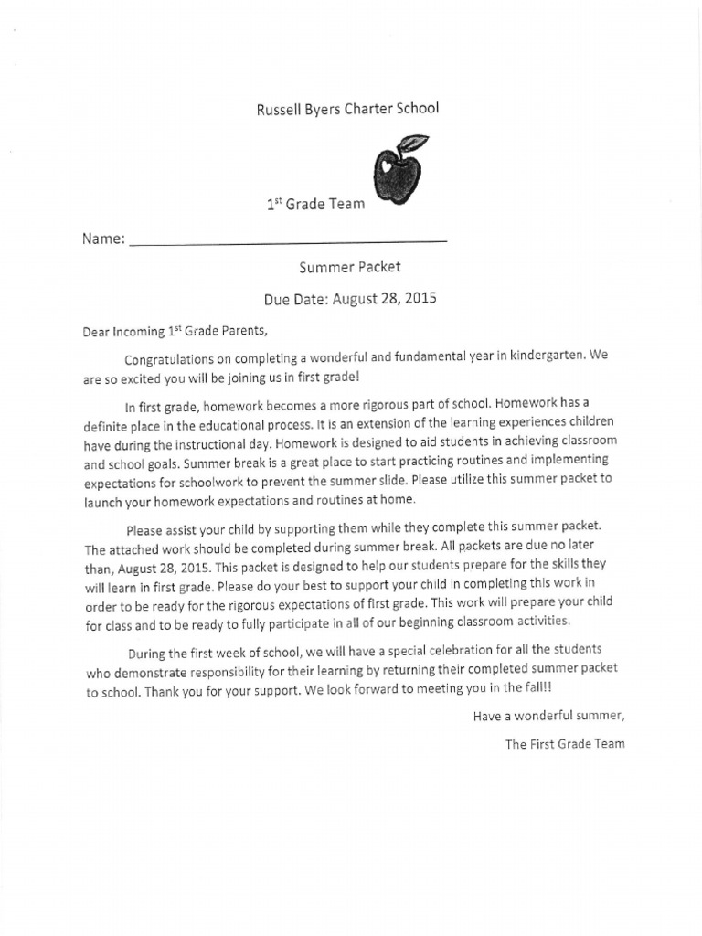 1st Grade Summer Packet PDF | PDF