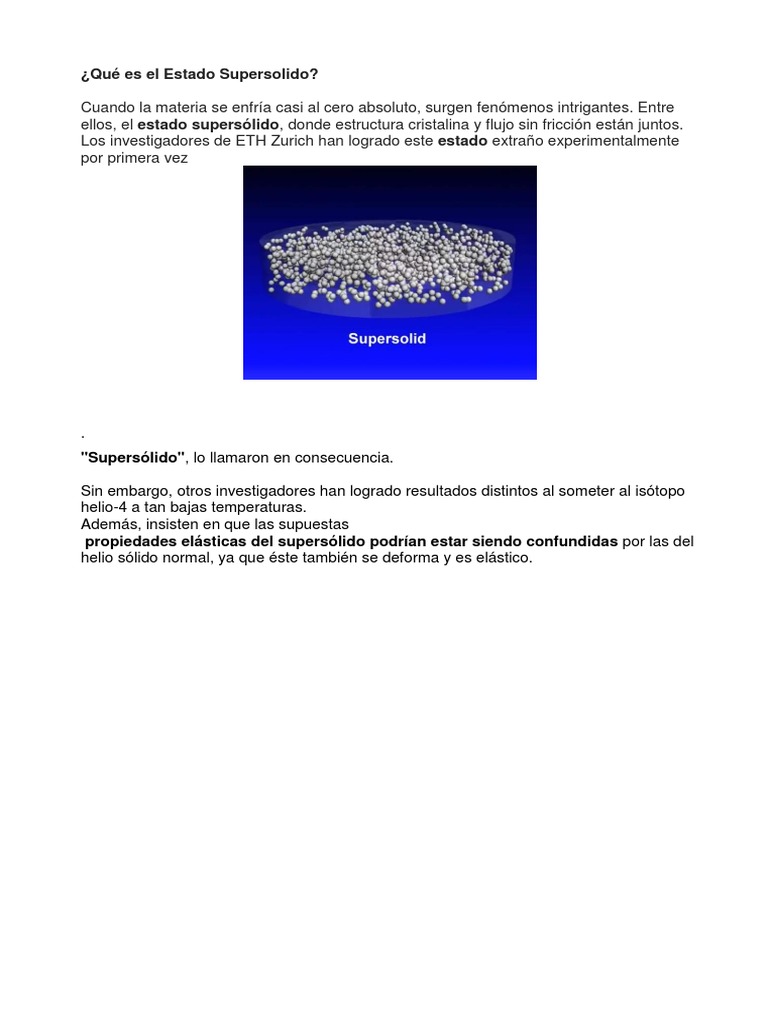 Qué Es El Estado Supersolido | PDF | Física | Ciencias fisicas