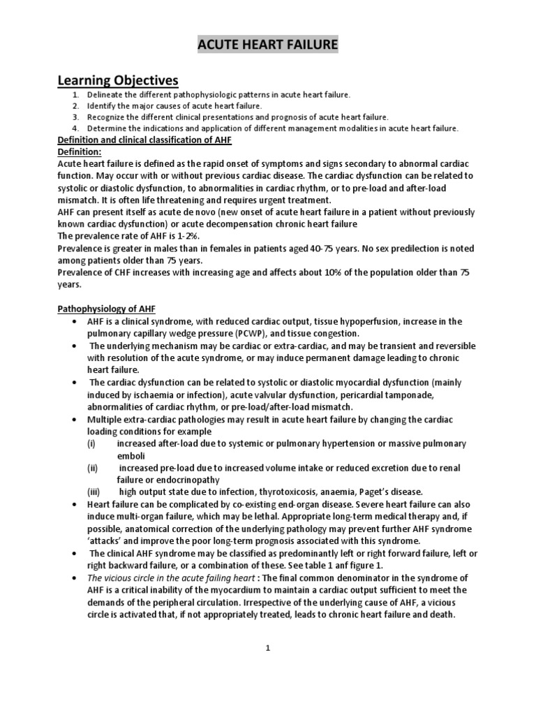 Acute Heart Failure Pdf Heart Failure Myocardial Infarction