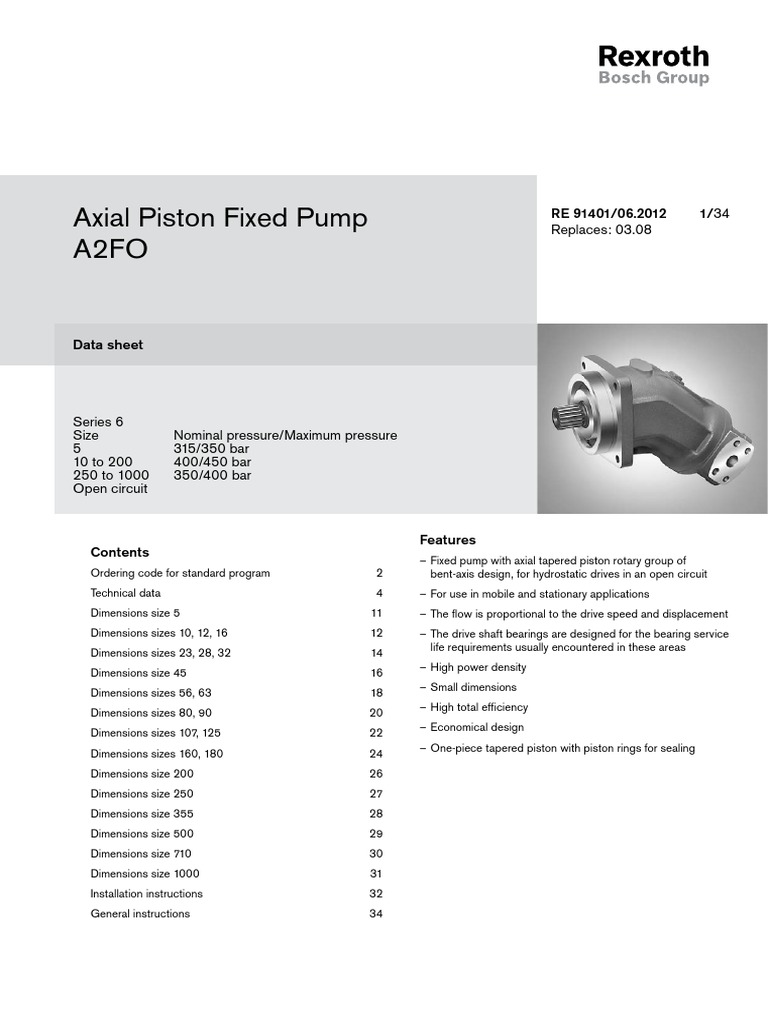 Rexroth Axel Piston Pump | PDF | Pump | Mechanical Engineering