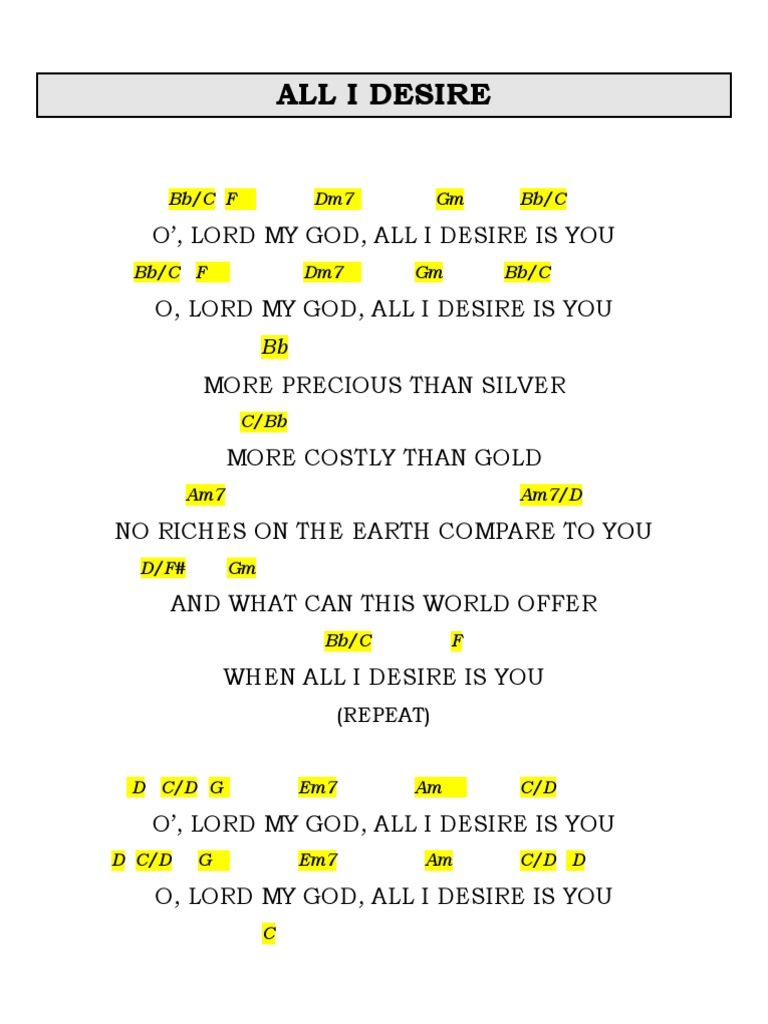 All I Desire Chords | PDF