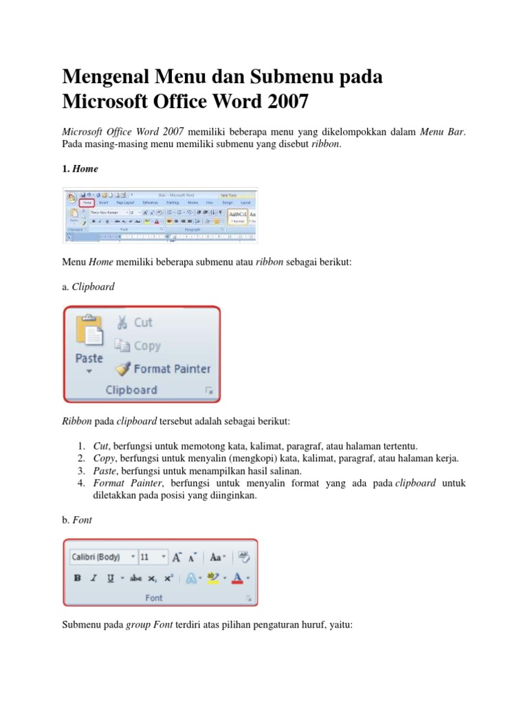 Menu Dan Submenu Word | PDF
