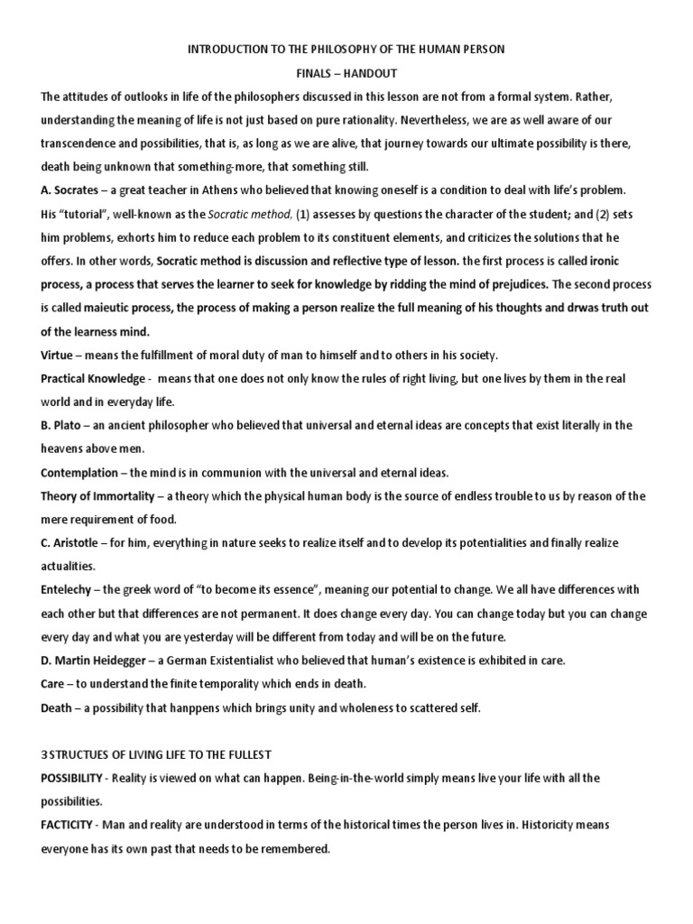 Philo. Final Handout | Download Free PDF | Existentialism | Western Philosophy