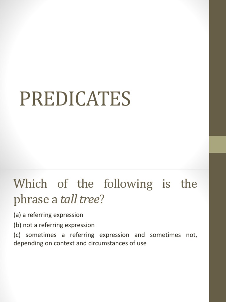 Predicates | PDF | Predicate (Grammar) | Sentence (Linguistics)