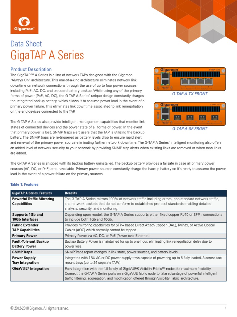 Ds G Tap A Series Optical Network Tap | PDF | Computer Network | Networks