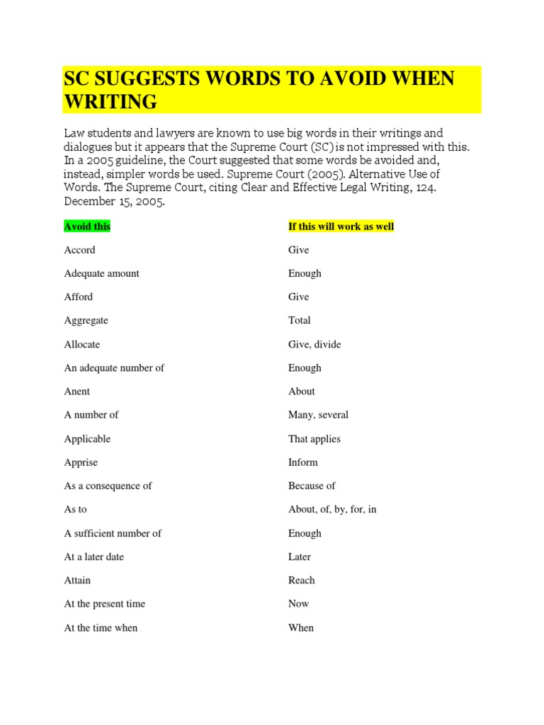 SC Suggests Words To Avoid When Writing | PDF | Common Law | Virtue