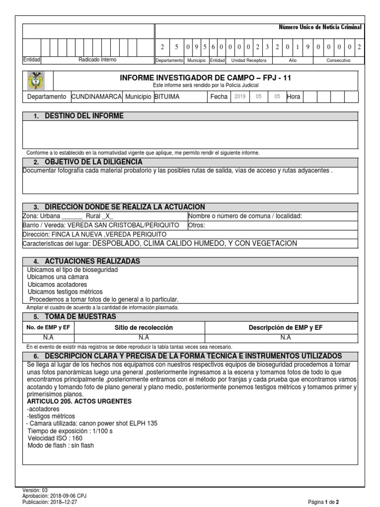 FPJ-11-Informe-Investigador-de-Campo 2 | PDF | Derecho