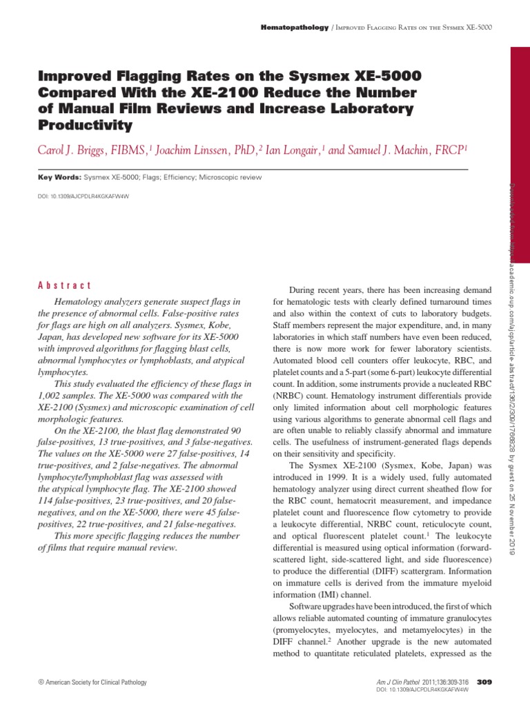 Flags in Sysmex Xe 5000 | PDF | White Blood Cell | Tissue (Biology)