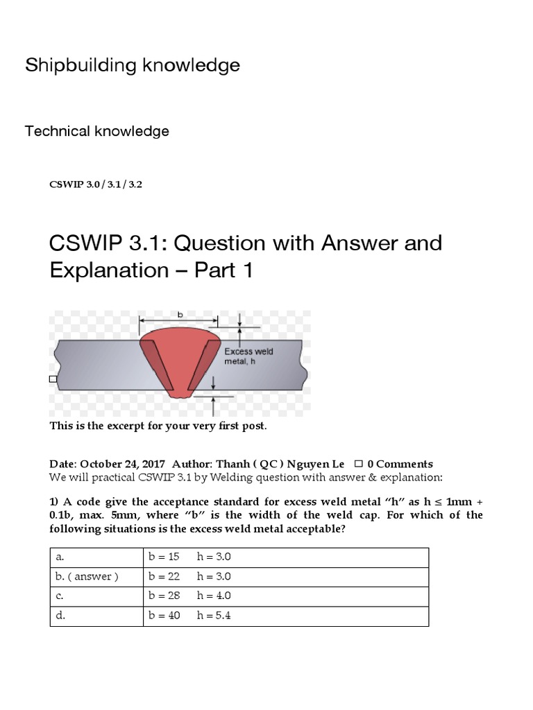 Wi Cswip 3.1 Part 1 | Download Free PDF | Welding | Construction