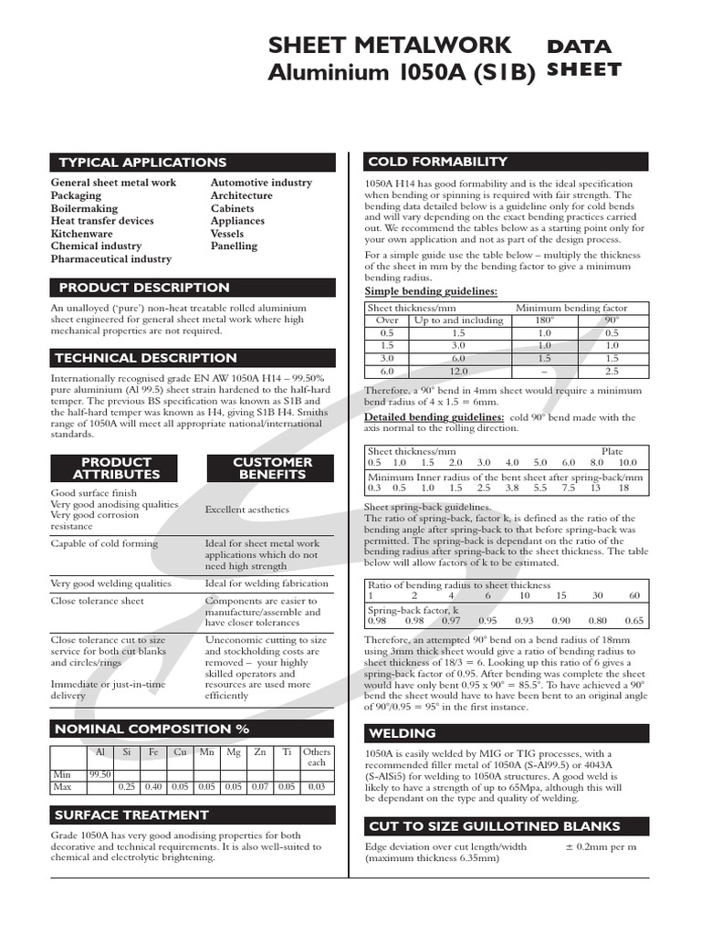 1050a PDF | PDF | Sheet Metal | Metals