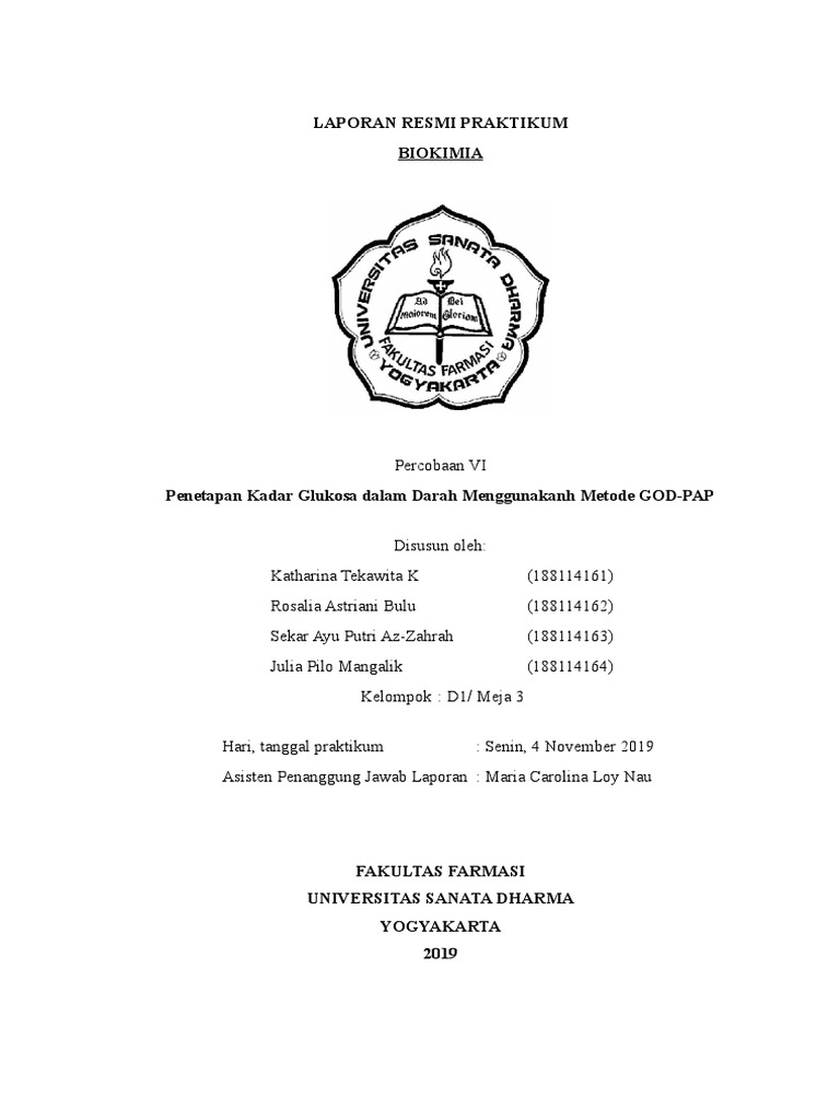 Laporan Praktikum Glukosa Metode GOD-PAP | PDF