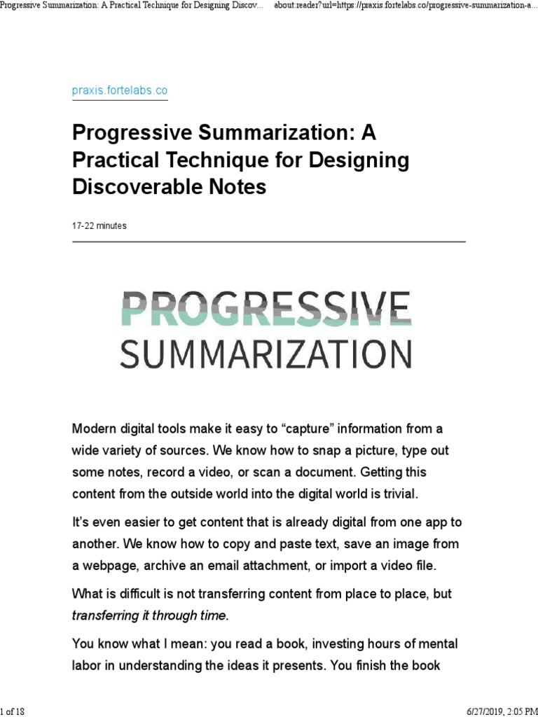 Progressive Summarization | PDF | Evernote | Android (Operating System)
