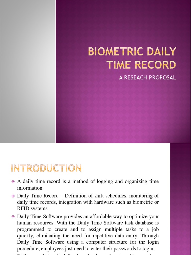 Streamlining Daily Time Records: A Proposal to Implement Biometric ...