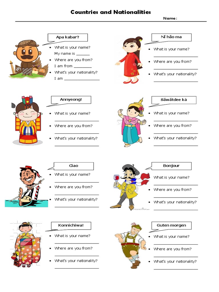 Where Are You From Countries and Nationalities 101418 | PDF