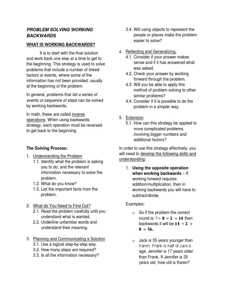 Problem Solving Working Backwards-1 | PDF | Cognition | Cognitive Science