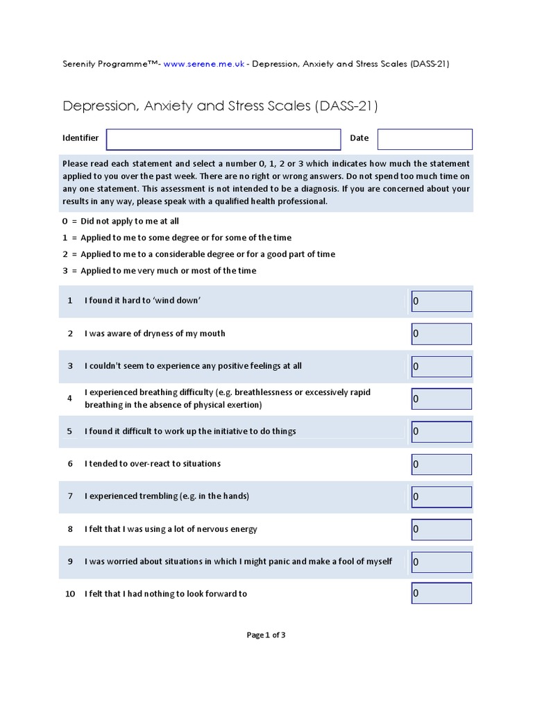 Dass 21 PDF | PDF | Anxiety | Stress (Biology)