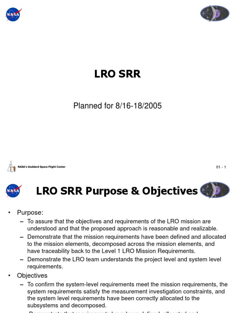 01 SRR Overview | PDF | Goddard Space Flight Center | Space Technology