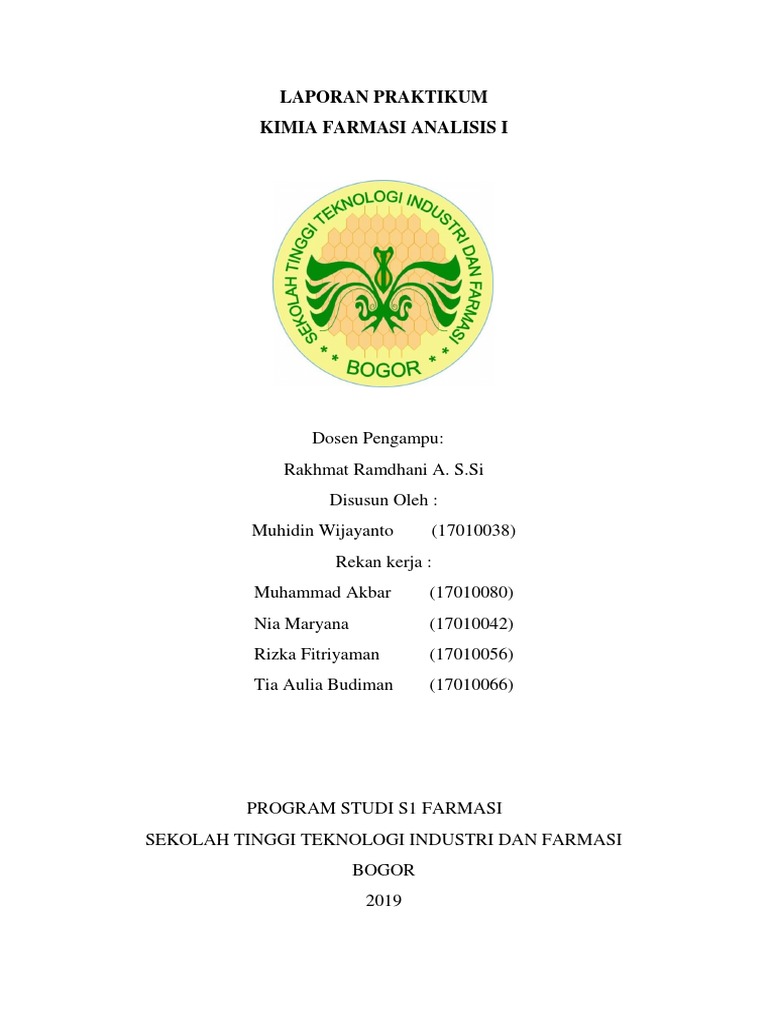 Laporan Praktikum KIMIA FARMASI ANALISIS | PDF