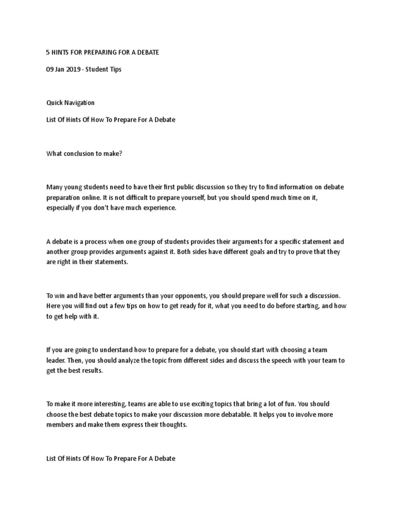 Tips for Effective Debate Preparation | PDF | Argument | Time Management