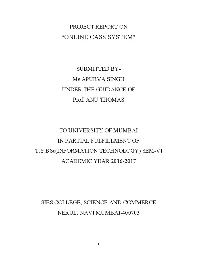 Project Report On Online Class System | PDF | Php | Feasibility Study