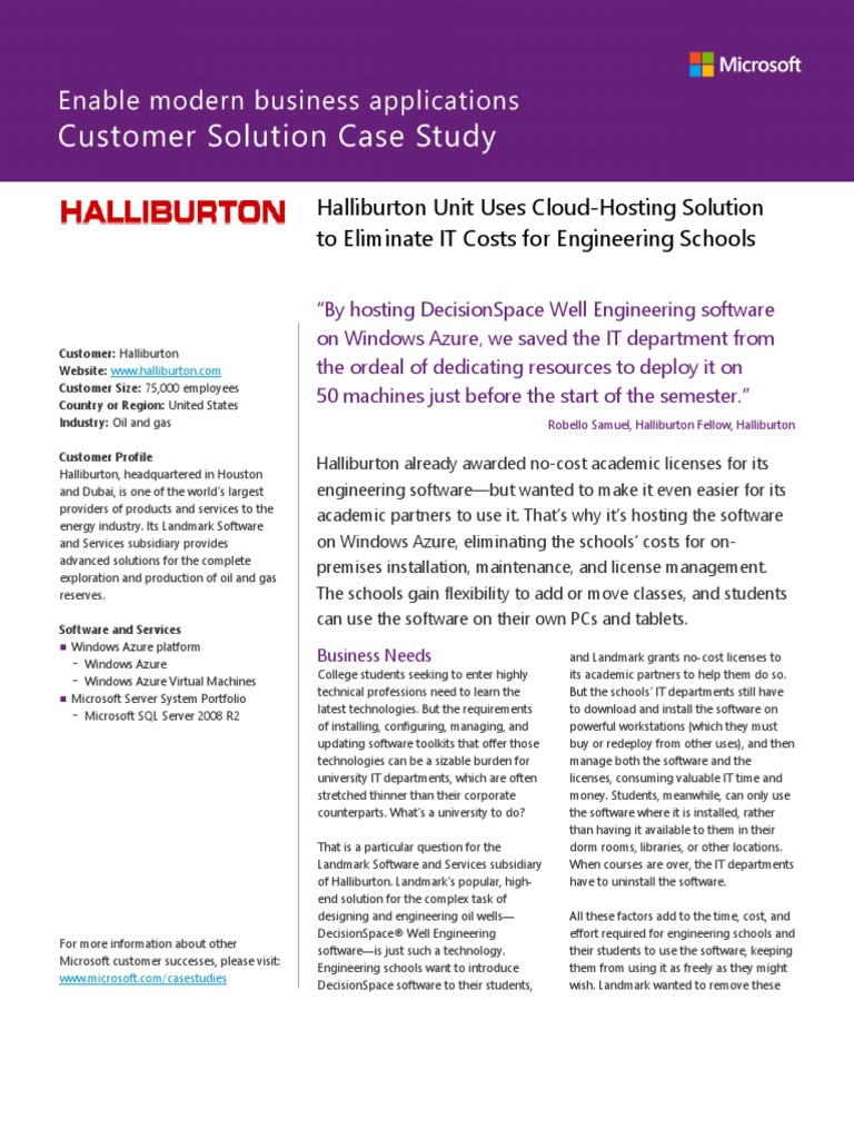 Case Study Cloud Computing Halliburton | PDF | Microsoft Azure | Cloud Computing