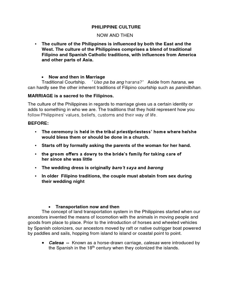 Philippine Culture | PDF | Philippines | Wedding