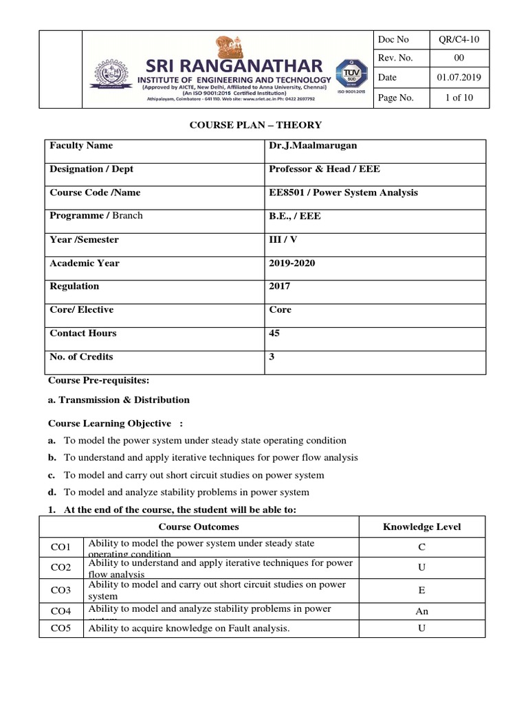 PSA Course Plan | PDF | Engineering | Design