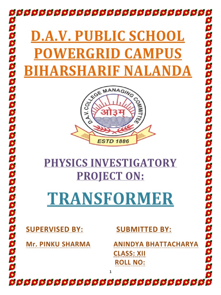New Physics Investigatory Project | PDF | Transformer | Electromagnetic ...