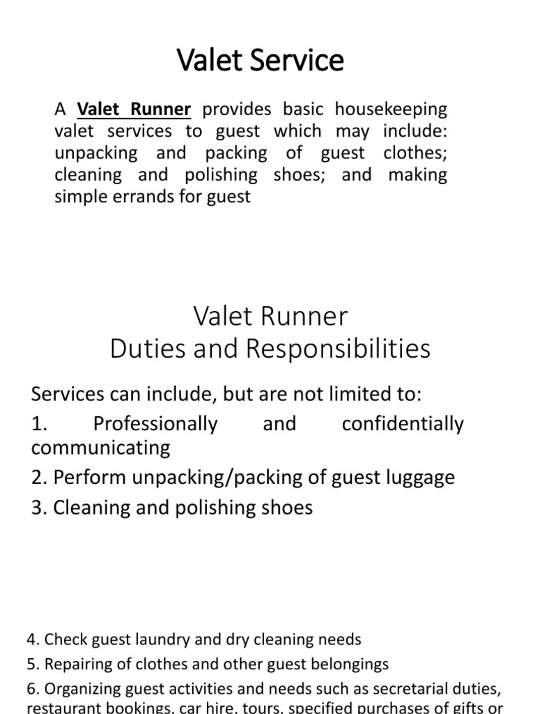 Valet Service | PDF | Housekeeping | Brush