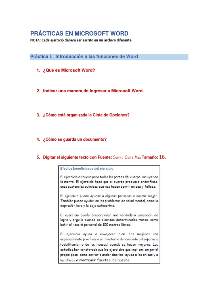 Prácticas en Microsoft Word | PDF