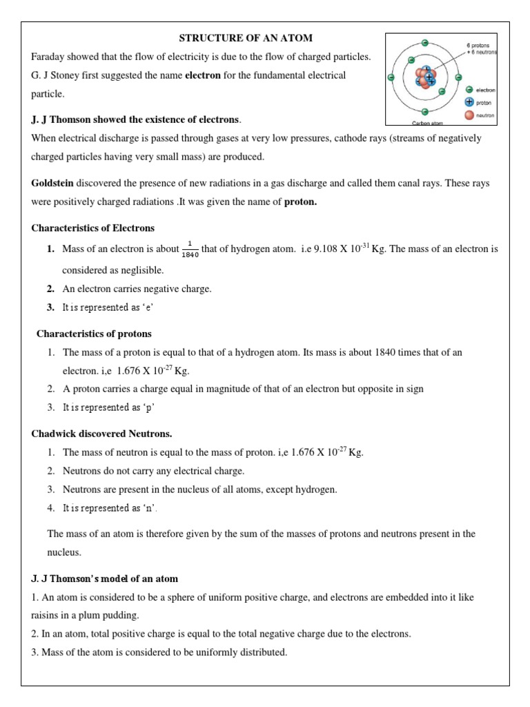 Structure Notes | PDF | Isotope | Atoms